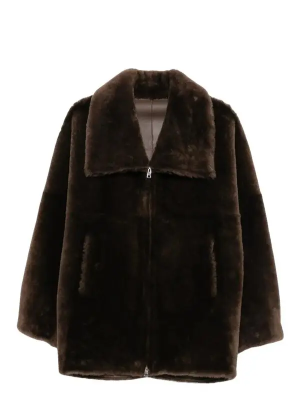 BLANCHA Long-sleeved Fur Jacket - Brown
