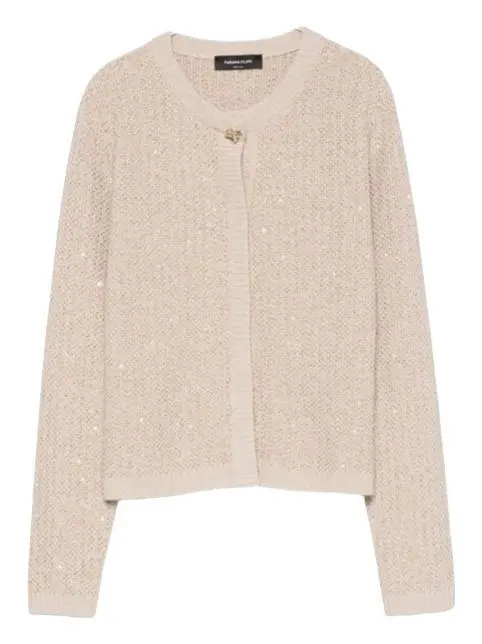Fabiana Filippi Crew Neck Sequined Cardigan - Nude