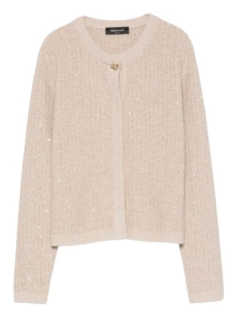 Fabiana Filippi Textured Embellished Cardigan - Nude