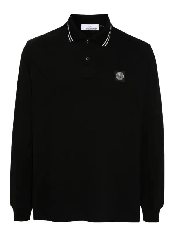 Stone Island Logo-patch Polo Shirt - Black