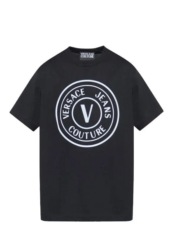 Versace Logo Printed Crewneck T-shirt - Black