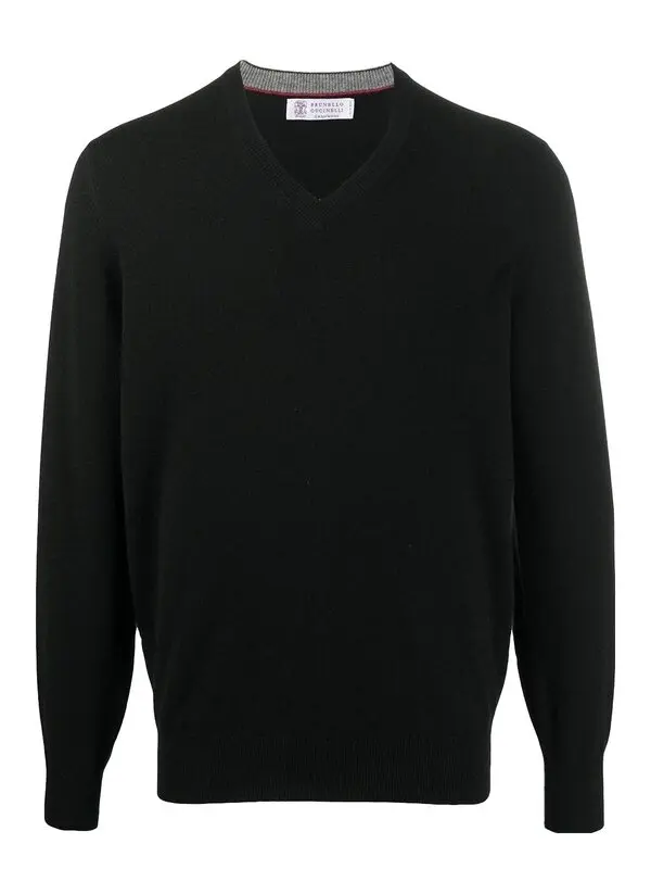 Brunello Cucinelli Cashmere V-neck Jumper - Black