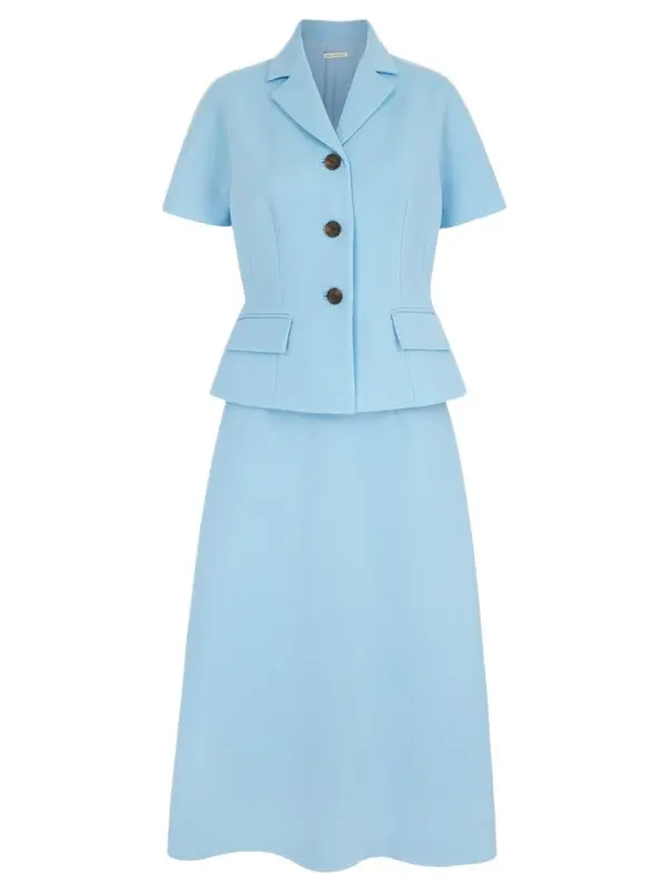 EMILIA WICKSTEAD Alexina Dress In Pale Wool Crepe - Blue