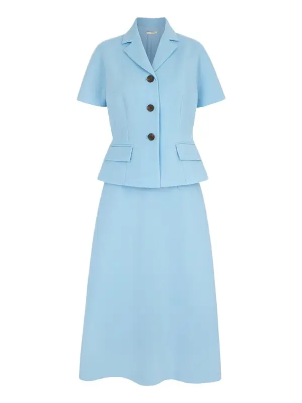 EMILIA WICKSTEAD Alexina Dress In Pale Wool Crepe - Blue