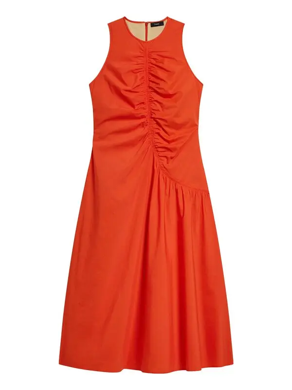 Theory Asymmetric Ruched Tank Dress - Red