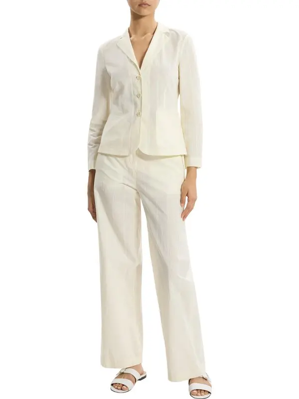 Theory Corded Cotton Shrunken Blazer - White