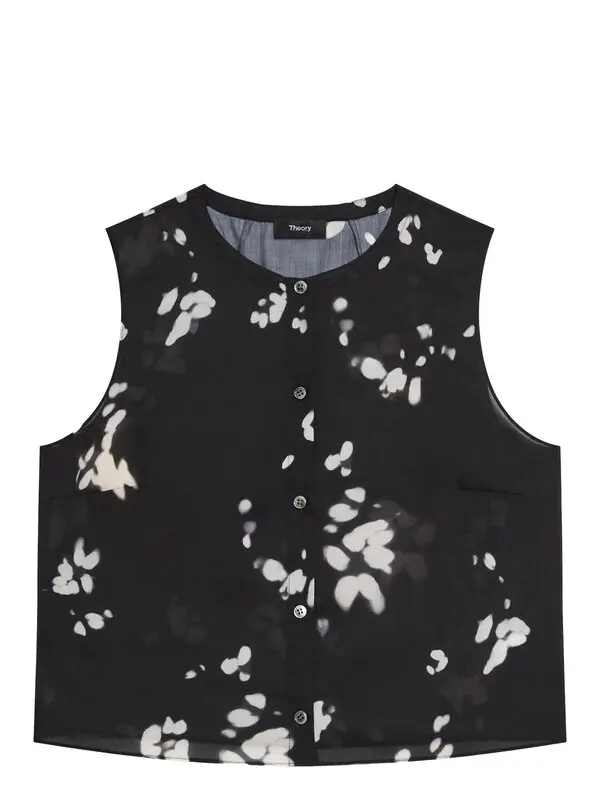 Theory Floral Button Shell Top - Black