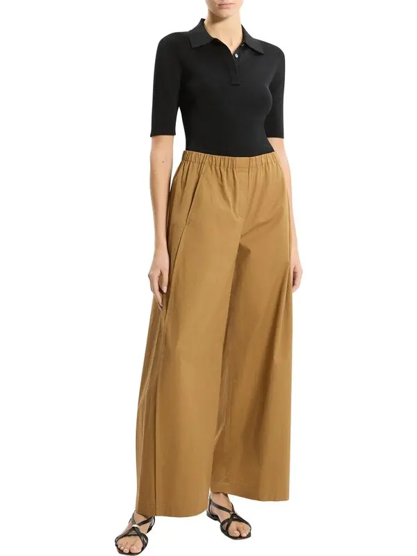 Theory Cotton Curved Parachute Pants - Brown