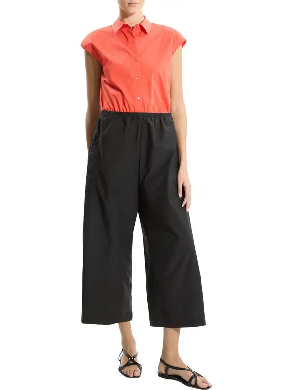 Theory Fluid Cropped Wide-leg Pants - Black