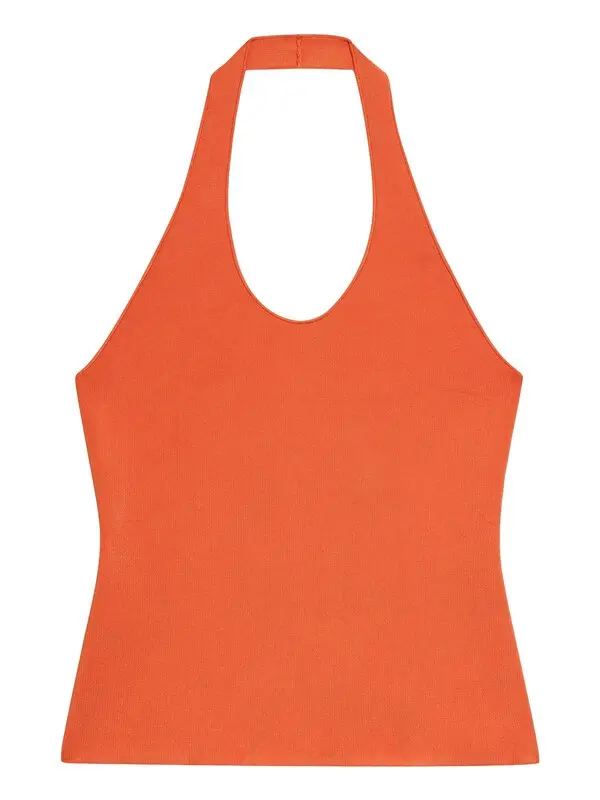 Theory Halter Neck Knit Tank Top - Red