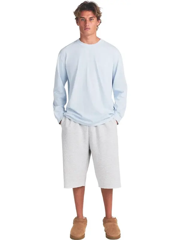 SKIMS Relaxed Long Sleeve T Shirt | Blue | | Heavyweight Cotton - Atmosphere