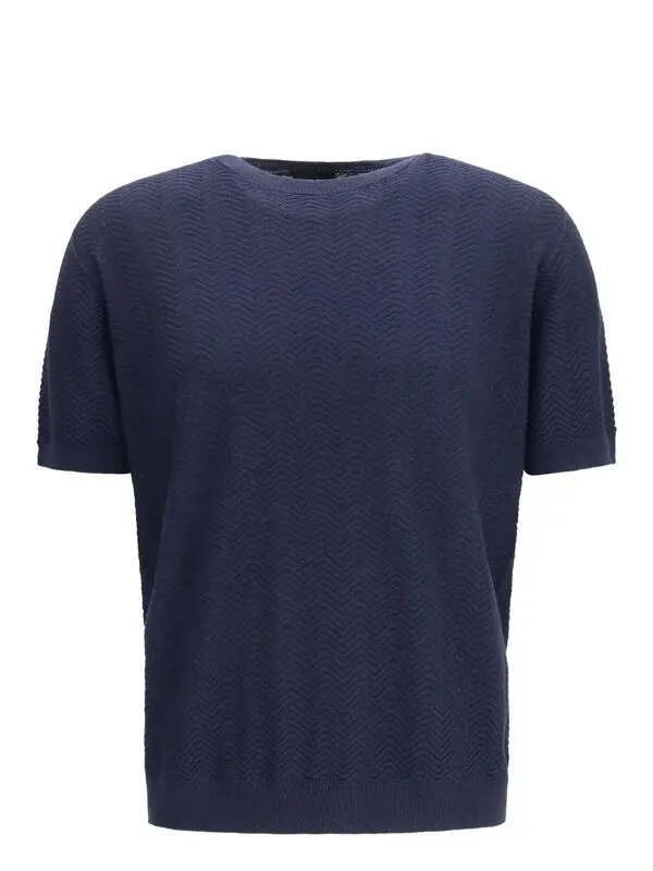 Giorgio Armani Short-sleeved Cotton And Silk Sweater - Blue