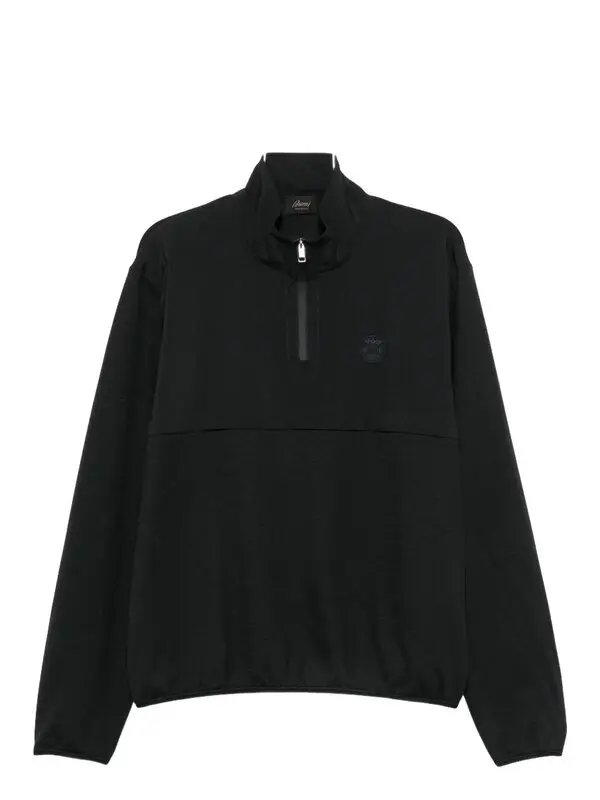 Brioni Wool Half-zip High Neck Sweater - Blue