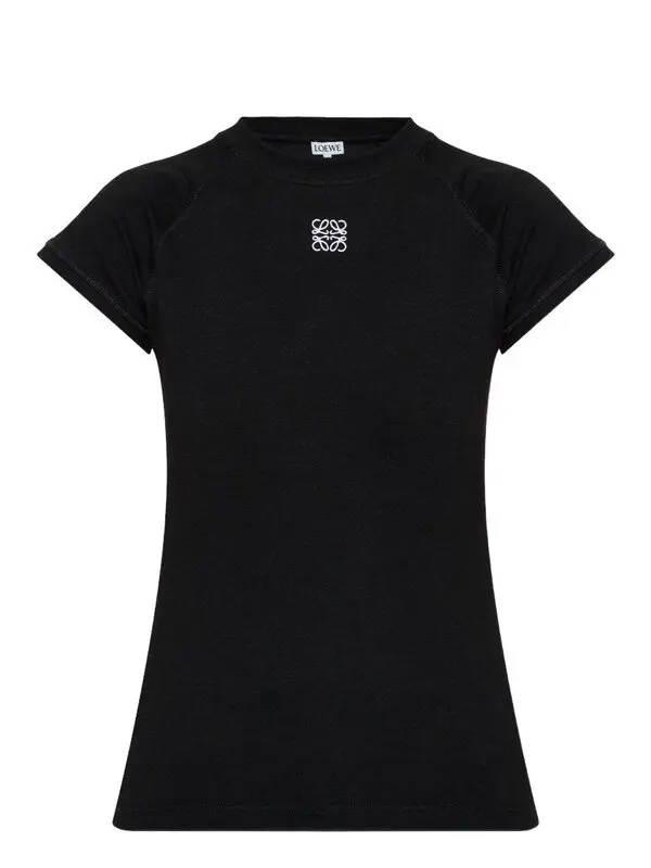 Loewe Anagram Embroidered Cotton T-shirt - Black