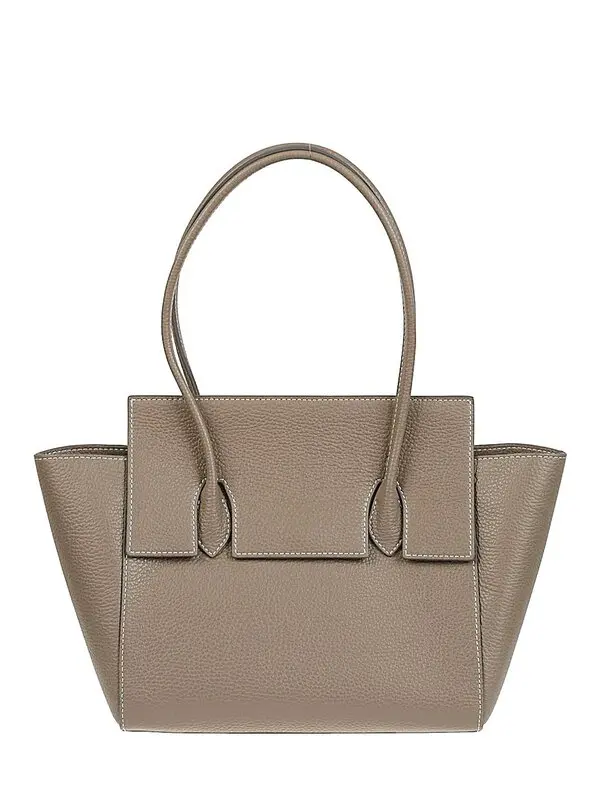ROUNN Felice Flap Leather Tote Bag - Grey