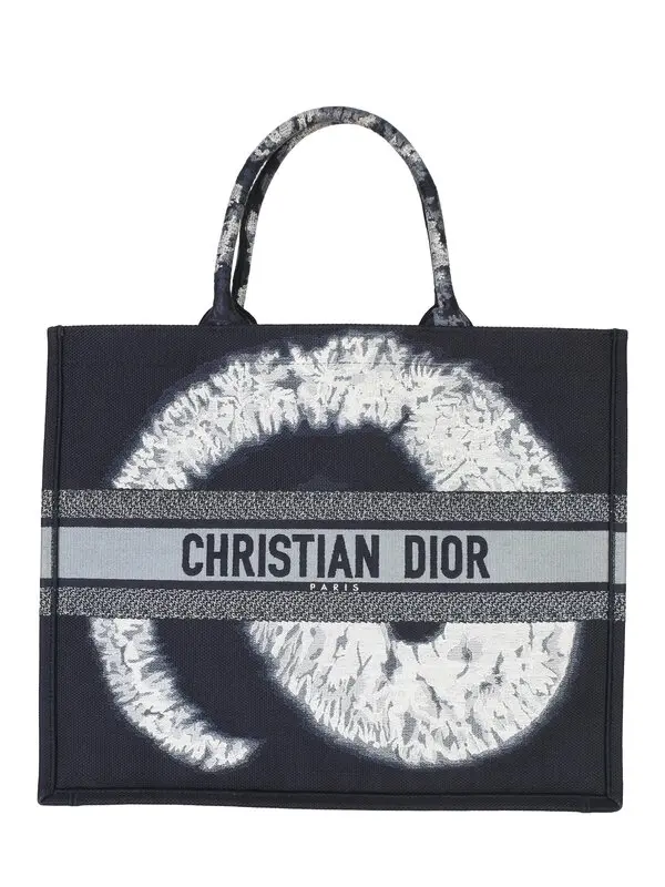 Dior Embroidered Canvas Tote - Blue