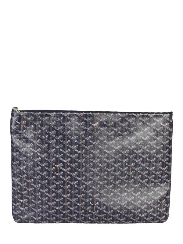 Goyard Navy Goyardine Canvas Senat Pouch Gm - Blue