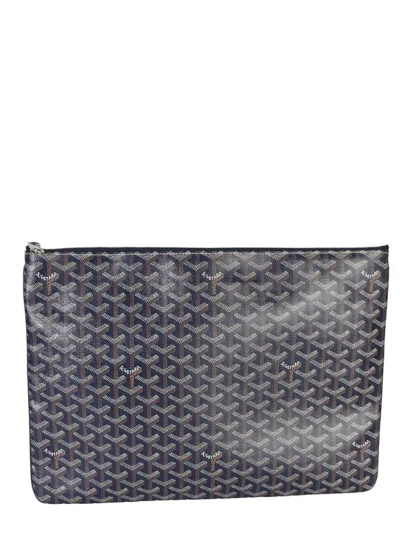 Goyard Navy Goyardine Canvas Senat Pouch Gm - Blue