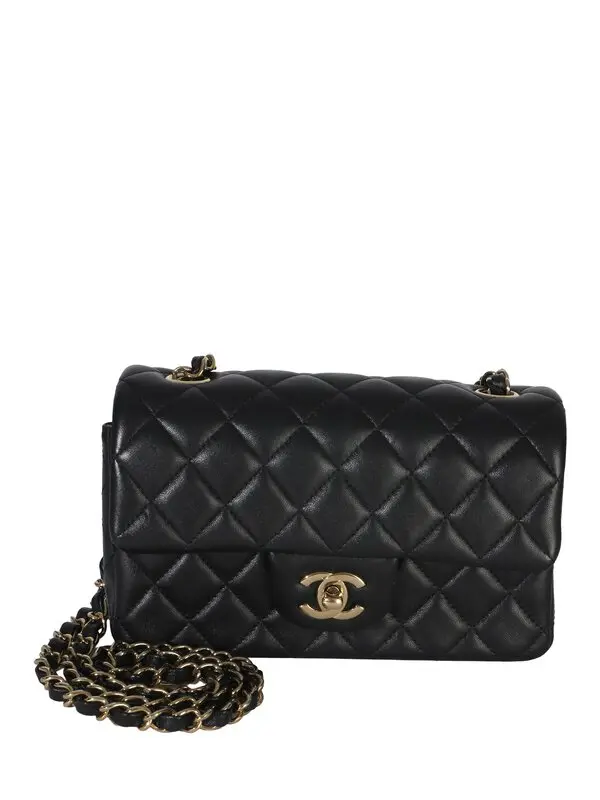 Chanel Quilted Lambskin Rectangular Flap Bag - Black