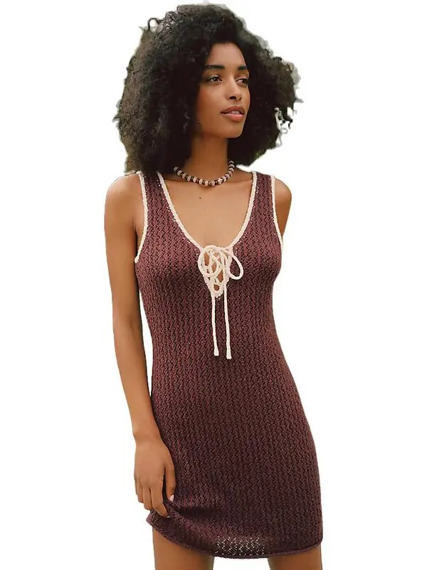 Z Supply Sorolla Cotton Crochet Cover-up Dress - Brown