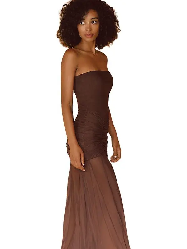 Suboo Phoenix Bustier Off-shoulder Dress - Chocolate