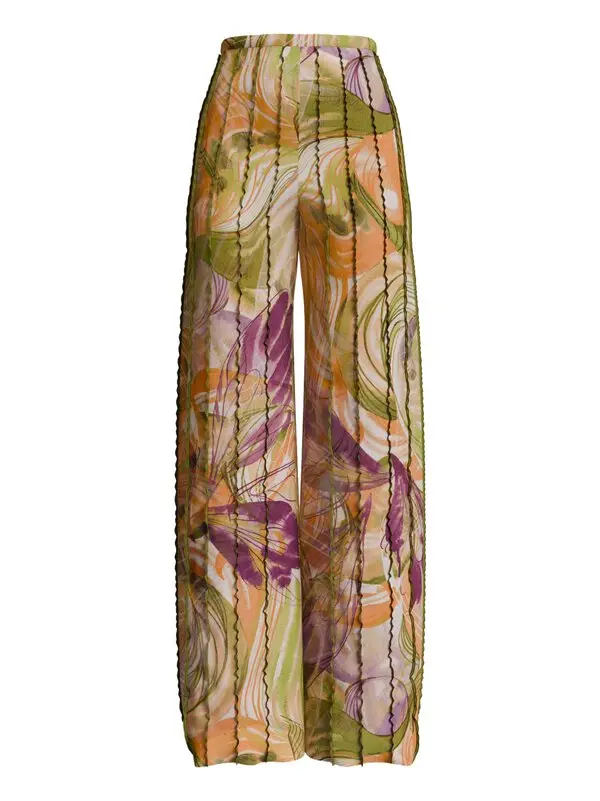 ANDREA IYAMAH Fara Vibra Print Mesh Wide-leg Pants - Multicolor