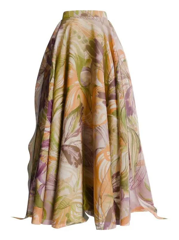 ANDREA IYAMAH Printed Mesh Maxi Skirt - Multicolor