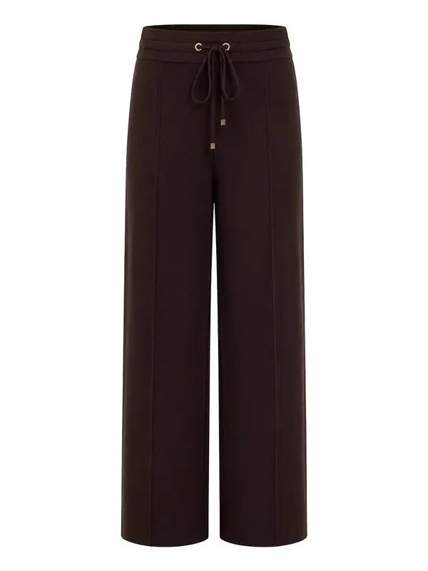 EXQUISE Drawstring Knitted Trousers - Brown