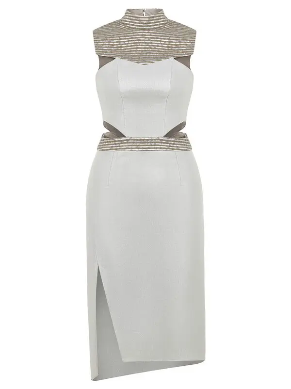 SAINT ONES Argentis Dress With Cut-outs And Metallic Accents - White