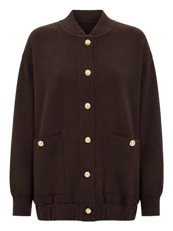 EXQUISE Barbara Knit Cardigan - Brown
