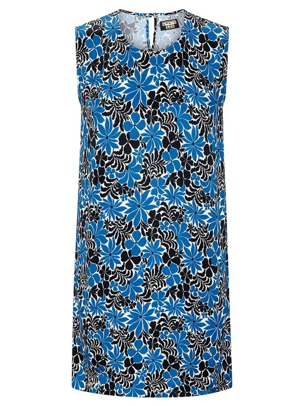 CRONO ZEE Flora Printed Shift Dress - Blue