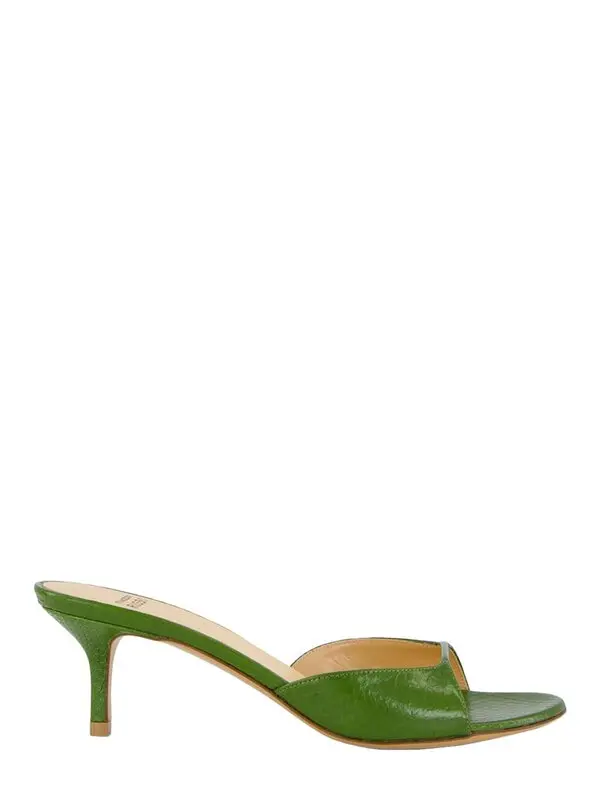 FRANCESCO RUSSO Two Tone High Heel Mule Sandals - Green