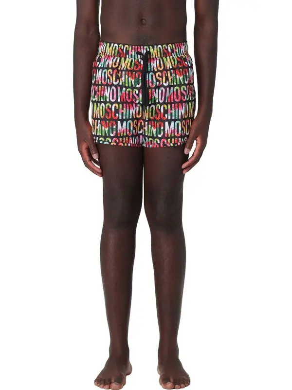 Moschino Polyester Swim Shorts With Contrast Logo - Black