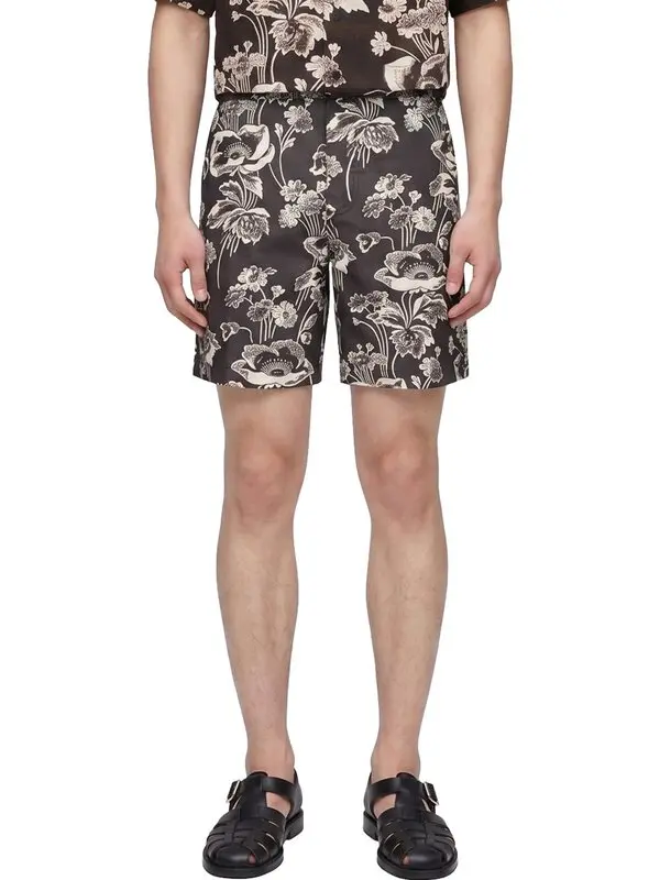 Commas Floral Pattern Tailored Shorts - Black