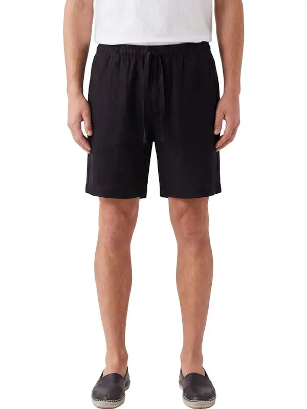 Commas Linen Blend Shorts - Black