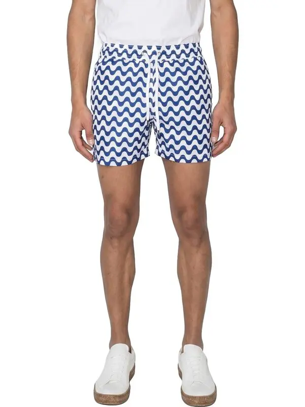 Frescobol Carioca Abstract Wave Swim Shorts - Navy