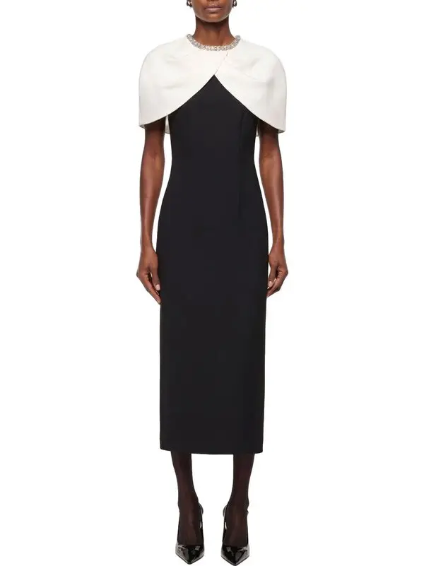 Roland Mouret Cape Effect Midi Dress - Black