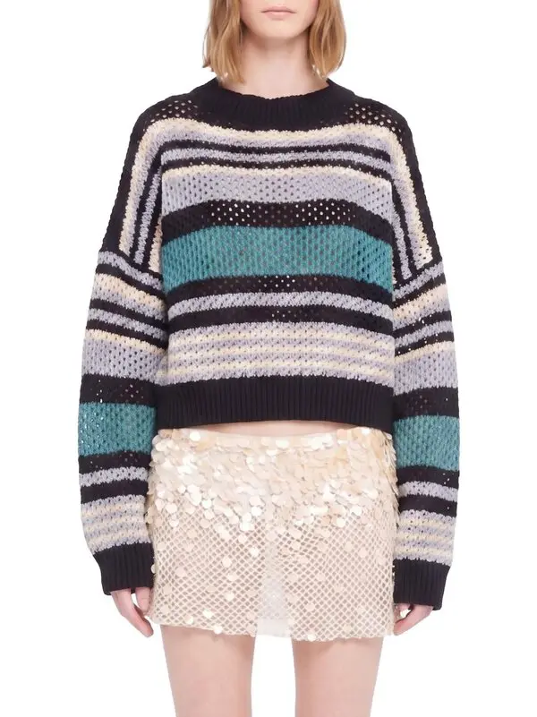 Alanui Striped Knit Pullover - Black