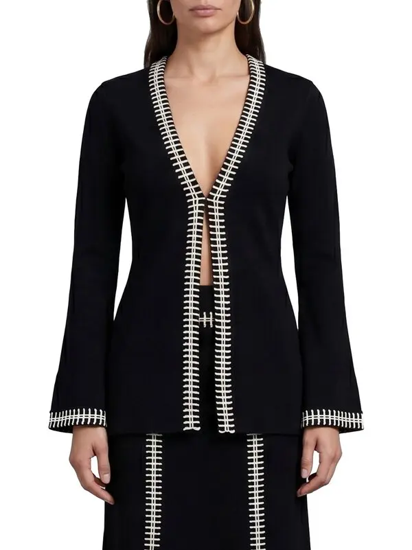 Johanna Ortiz Viscose Cardigan With Embroidery - Black
