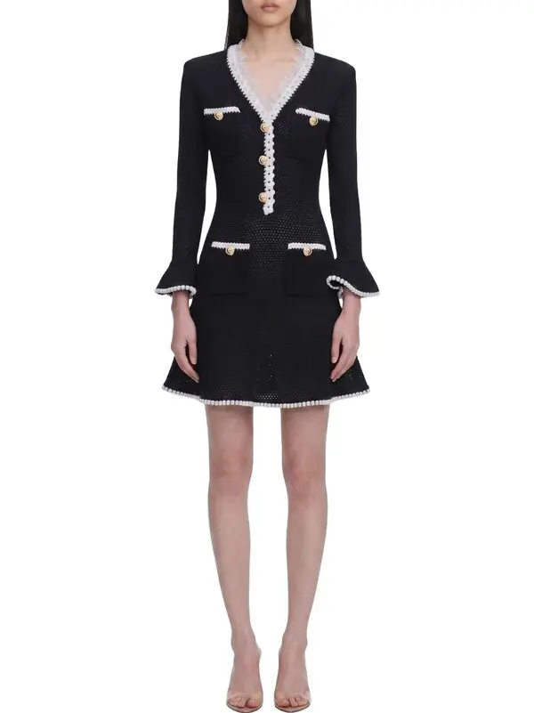 SELF-PORTRAIT Knit Mini Dress - Black