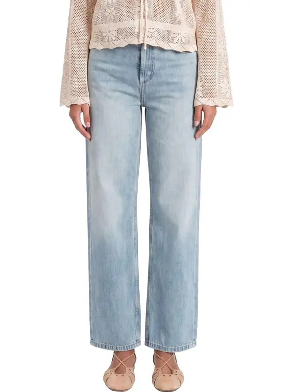 TWINSET Mid-rise Wide Leg Cotton Jeans - Denim