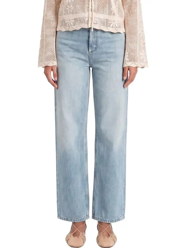 TWINSET Mid-rise Wide Leg Cotton Jeans - Denim