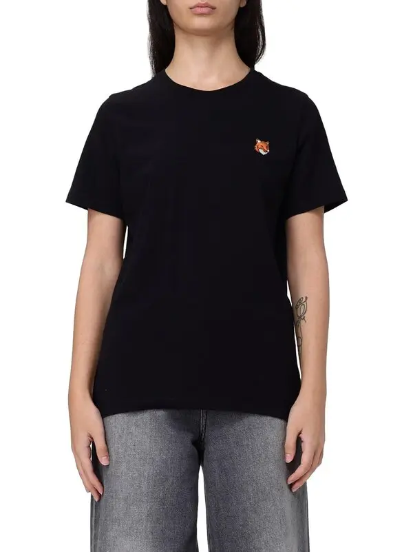 Maison Kitsuné Organic Cotton T-shirt With Logo - Black