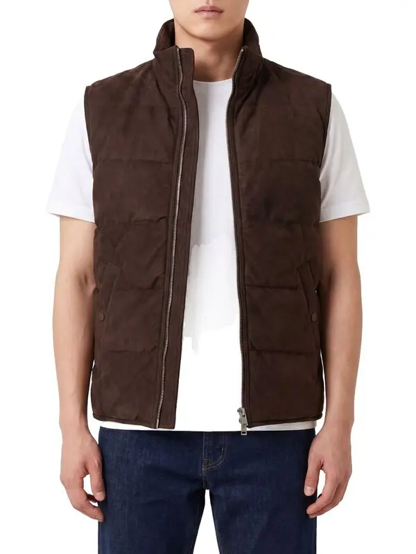 TOM FORD Quilted Suede Waistcoat - Brown