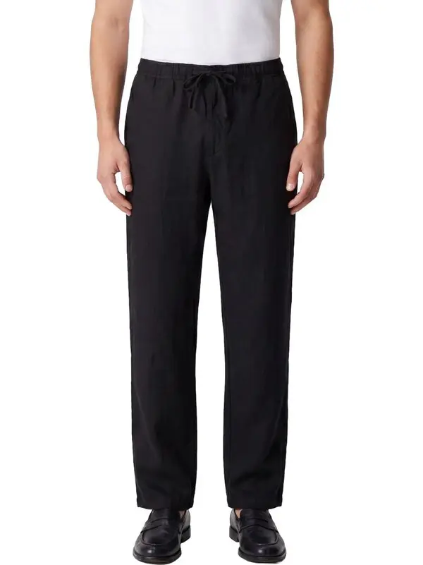 120% Lino Linen Drawstring Pants - Black