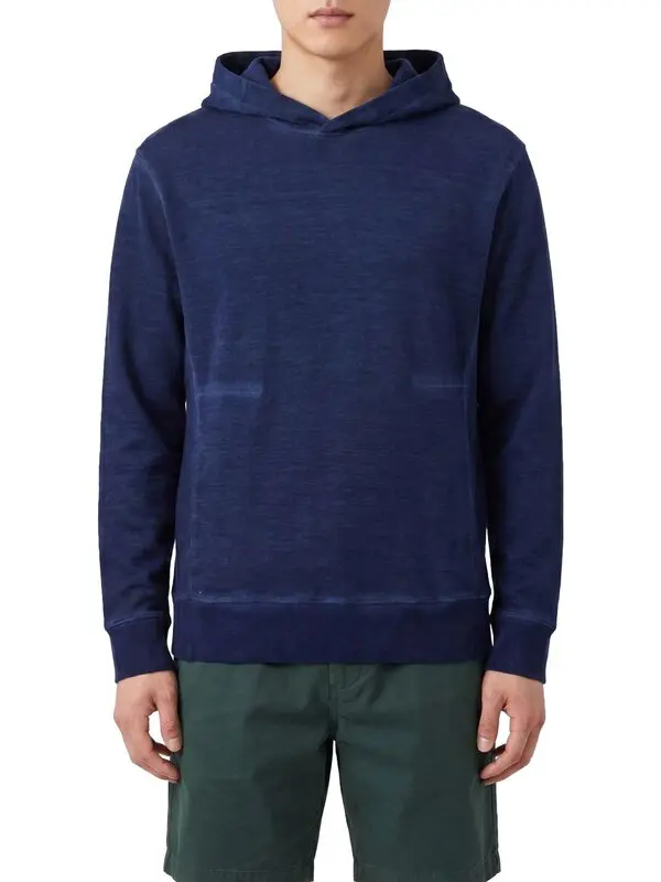 120% Lino Linen Hooded Sweatshirt - Navy