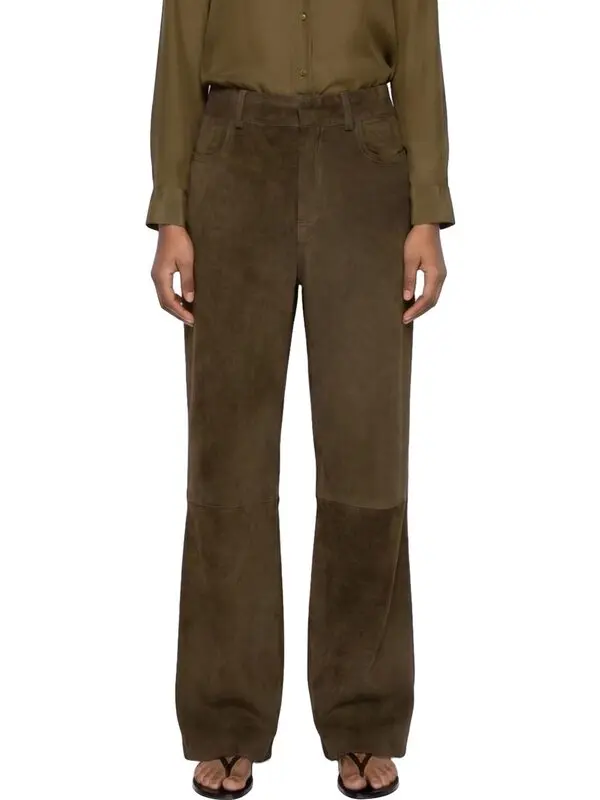 PAULA S Suede Flared Trousers - Green