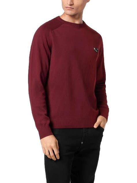 Philipp Plein Pullover Round Neck Long Sleeve Wool Sweater - Bordeaux