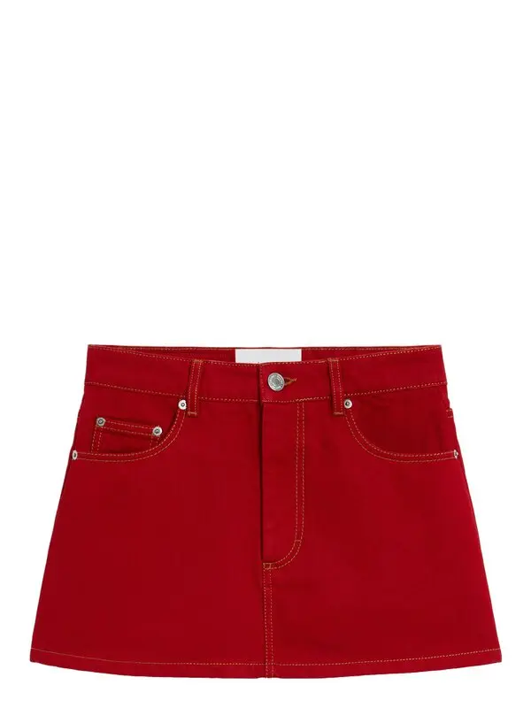 AMI Paris Red Cotton Mini Skirt - Ruby Red