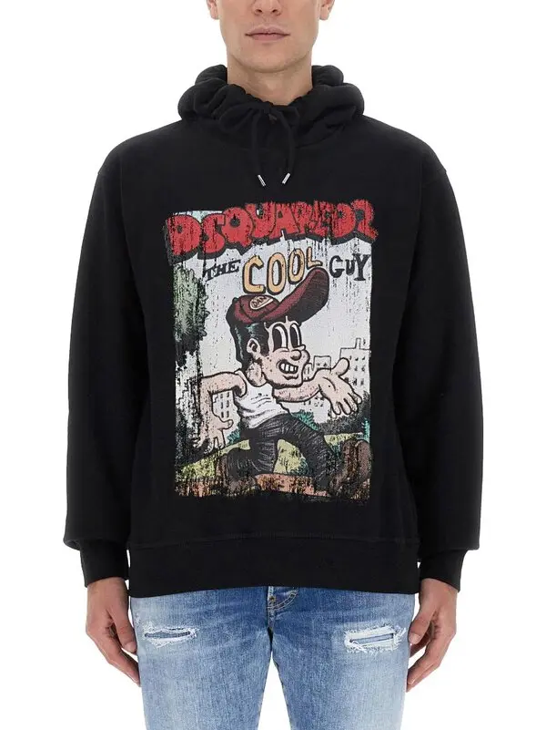 Dsquared2 Logo Print Hoodie - Black